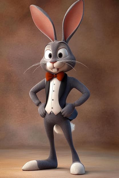 3d Cartoon Bugs Bunny Full Body Pose Premium Ai Generated Image