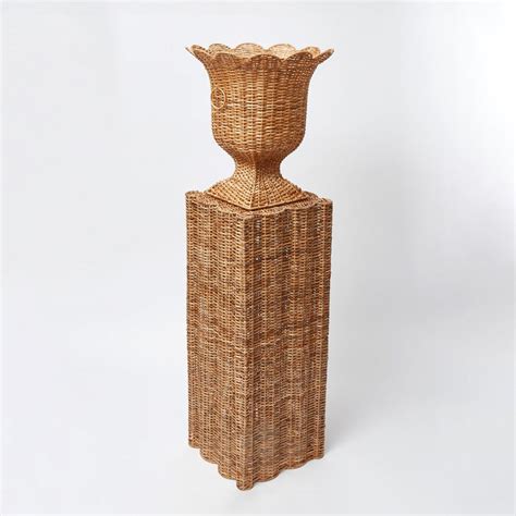 Liliana Scalloped Rattan Pedestal And Urn Mrs Alice