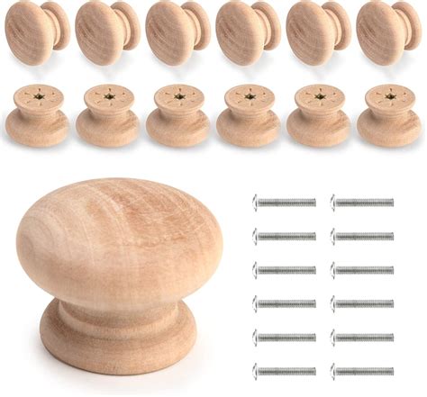Drambor Wooden Drawer Knobs 12pcs Wooden Wardrobe Knobs With Screw