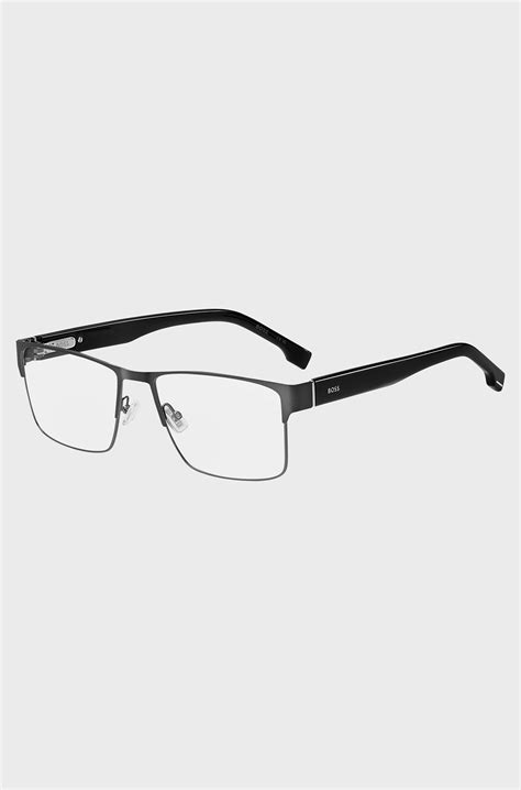 Boss Black Steel Optical Frames With Flexible Hinges Black