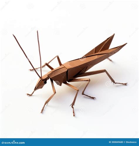 Origami Grasshopper A Delicate Craft In Natural Tones Royalty Free