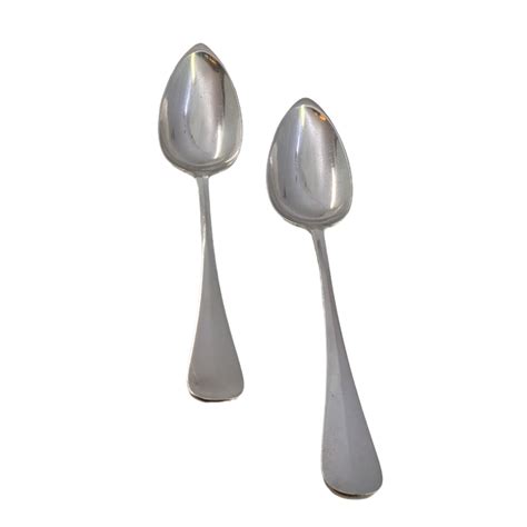 Christofle Antique Silver Plated Serving Spoons Pair Baguette