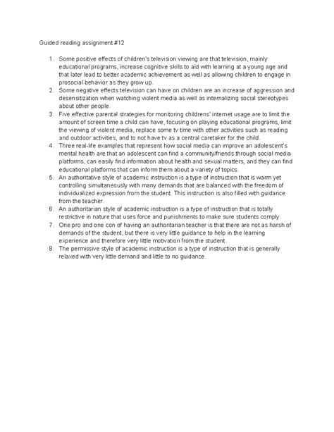 Guided Assignment 12 Study Guided Reading Assignment 1 Some