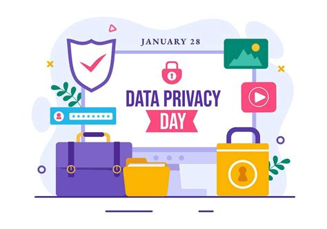 Data Privacy Day Vector Illustration On January 28 With Lock On The Screen For Shield