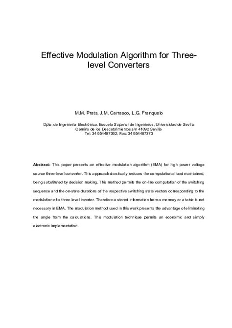 Pdf Effective Modulation Algorithm For Three Level Converters