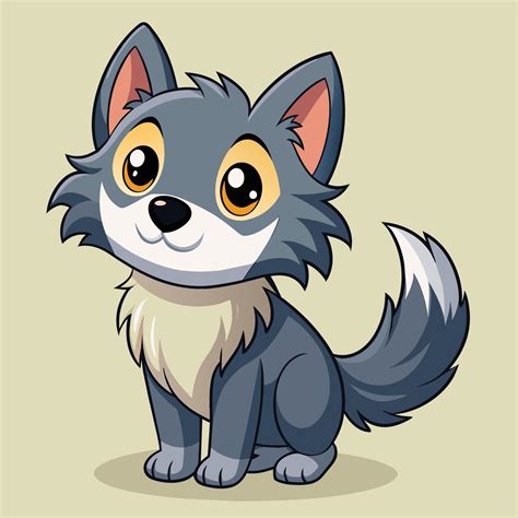 Cute Cartoon Wolf Character Sitting Playfully With Bright Eyes And