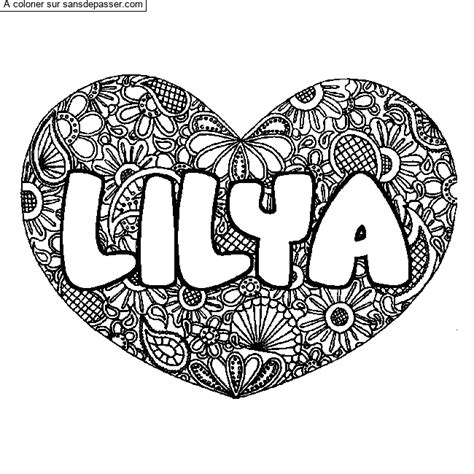 Dessin Colorié Coloriage Prénom Lilya Décor Mandala Coeur Par Liza