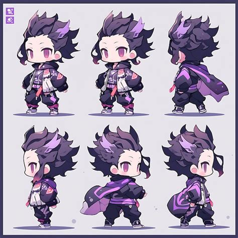Premium Photo Character Anime Of Male Chibi Kawaii Astral Knight Fashion Deep Purple Energy S