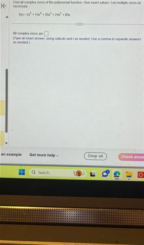 solved find all complex zeros of the polynomial function