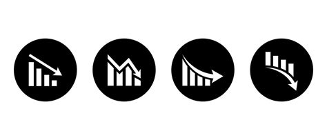 Decreasing Graph Icon Set Collection Arrow Going Down Sign Symbol