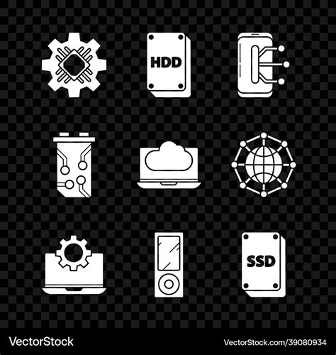 Set Processor Hard Disk Drive Hdd Smartphone Vector Image