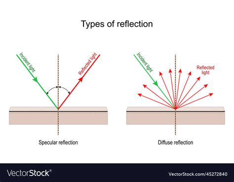 types of reflection specular and diffuse vector image