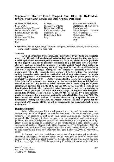 Pdf Suppressive Effect Of Cured Compost From Olive Oil By Products