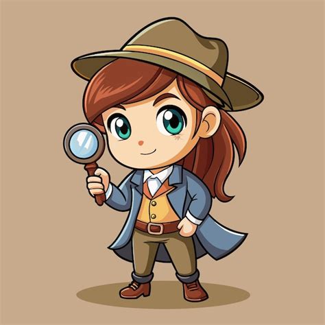 Menina De Traje De Detetive E Vector De Desenhos Animados De Lúpula
