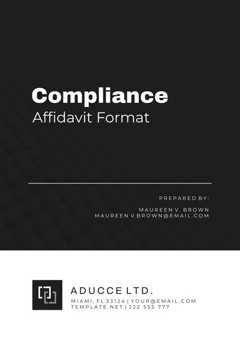 Free Compliance Affidavit Format Template To Edit Online