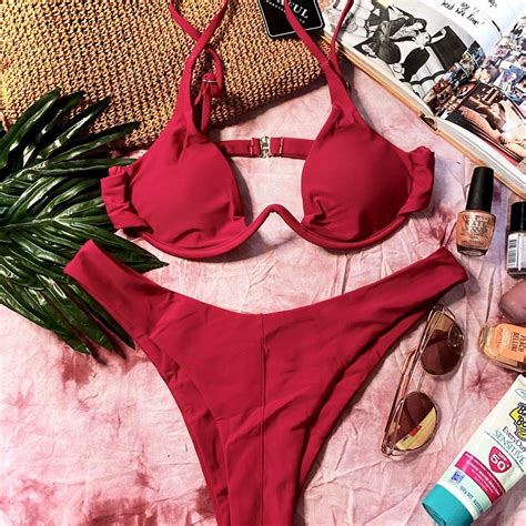 Red Underwire Bikini Womens Fashion Swimwear Bikinis And Swimsuits On