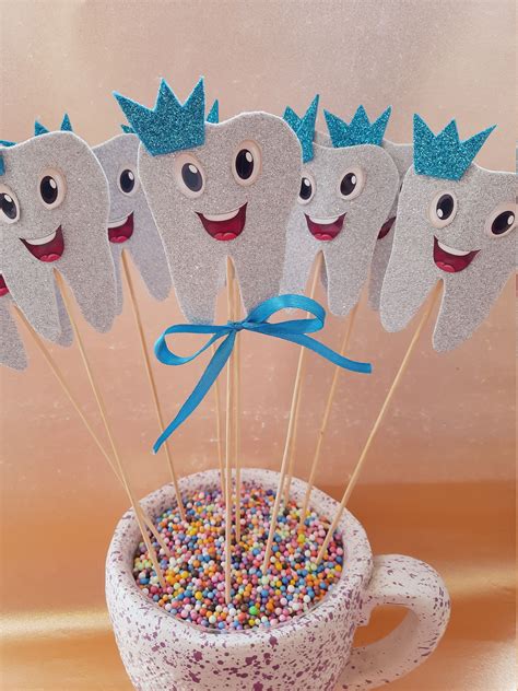 24 Pcs First Tooth Topper Fairy Party Tooth Decoration Sparkle Tooth Tooth With Crown Thank