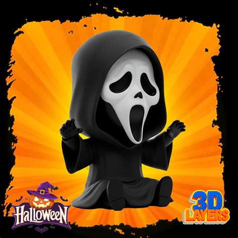 🎃 Chibi Ghostface Scream Halloween・archivo Stl Para Impresión 3d・cults