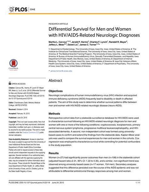 Pdf Differential Survival For Men And Women With Hivaids Related