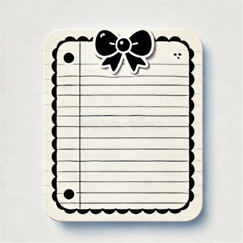 Decorative Notepad Design With Elegant Bow And Scalloped Edges Stock Decorative Notepad Design With Elegant Bow And Scalloped Edges Stock