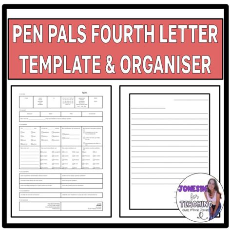 Pen Pals Fourth Letter Graphic Organiser Core French Immersion Template
