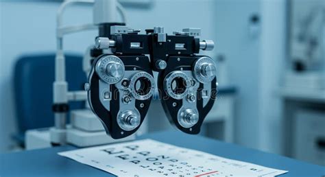 Eye Exam Equipment Phoropter And Eye Chart In Optometry Clinic Modern