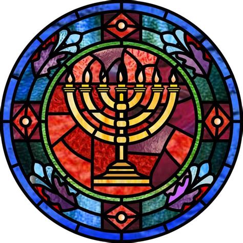 Central Synagogue Menorah Stained Glass Pattern