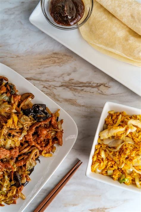 Moo Shu Pork Pancakes Stock Image Image Of Asian Muxurou 220796849