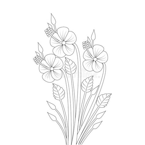 Blossom Coloring Page Design Of Printing Template Element Of Flower