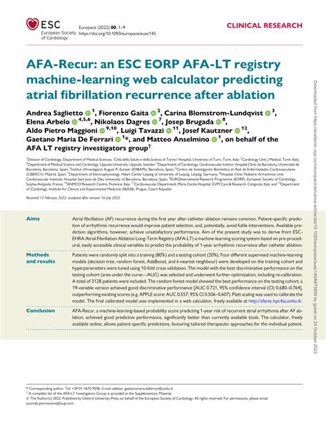 Pdf Afa Recur An Esc Eorp Afa Lt Registry Machine Learning Web
