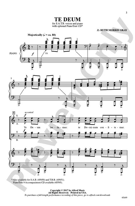 Te Deum Satb Choral Octavo Ruth Morris Gray Digital Sheet Music