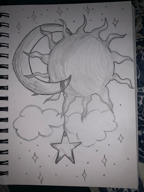 Moon And Sun Drawing Pencil