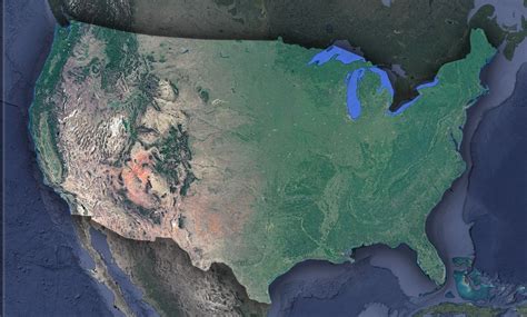 Satellite Map Of Usa Whiteclouds