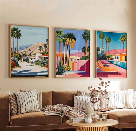 Set Of 3 Palm Springs Posters California Travel Prints Palm Springs