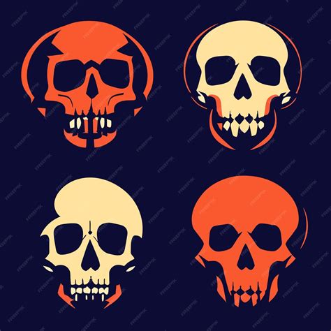 Premium Vector Four Isolated Human Skulls Vector Concept