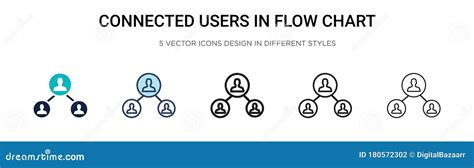 Connected Users In Flow Chart Icon In Filled Thin Line Outline And Stroke Style Vector
