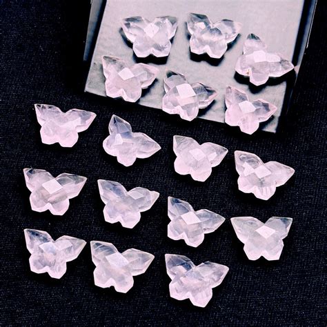 Natural Rose Quartz Butterfly Shape Beads Faceted Butterfly Gemstone
