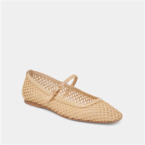 Reyes Ballet Flats Lt Natural Woven Raffia Dolce Vita