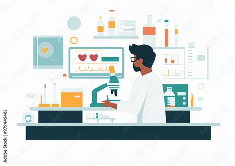 Illustrator Of A Scene Inside A Modern Pathology Lab Where