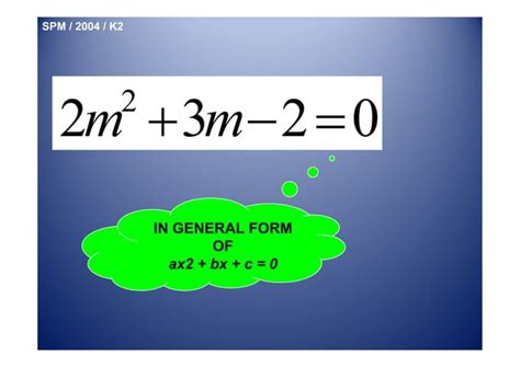 Write Quadratic Equation In General Form Ppt