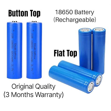 Rechargeable 18650 Lithium Ion 3 7v Battery Bateri Boleh Cas 1200mah Flat Top Button Flashlight