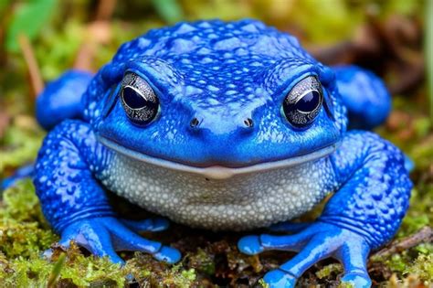 Blue Poison Toad On A Forest Floor Photo Premium Ai Generated Image