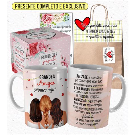 Caneca Amiga Três Grandes Amigas Linda E Personalizada Com Nome E
