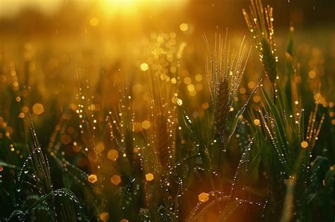 Premium Photo Dewy Morning On Wheat Grass