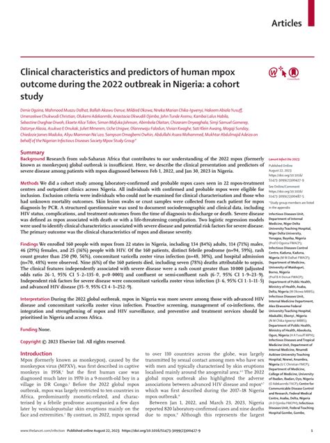 Pdf Clinical Characteristics And Predictors Of Human Mpox Outcome