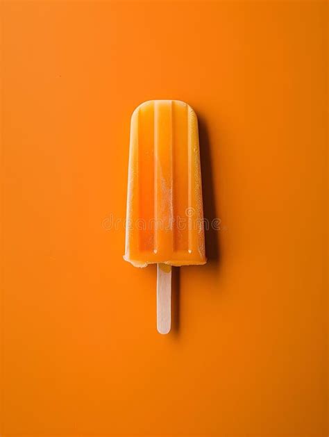 Light Orange Popsicle On A Summery Orange Background With Copy Space