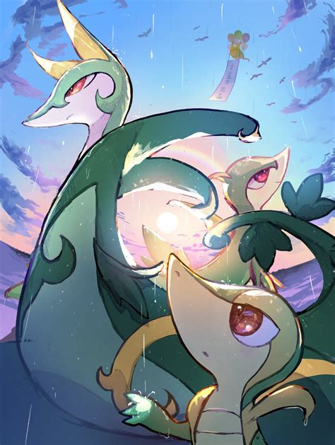 Pikachu Snivy Wingull Serperior And Servine Pokemon Drawn By