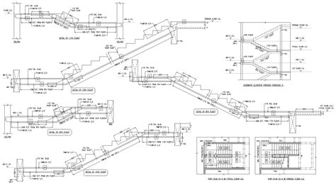 Cad Block Of Staircase Detailed Plan And Sections Autocad Dwg Drawing