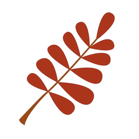 Premium Vector Vector Red Rowan Leaf Cute Autumn Leaf Branch With Red Leaves Fall
