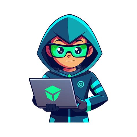 Dynamic Cartoon Cyber Hacker Character Illustration Stock Vector